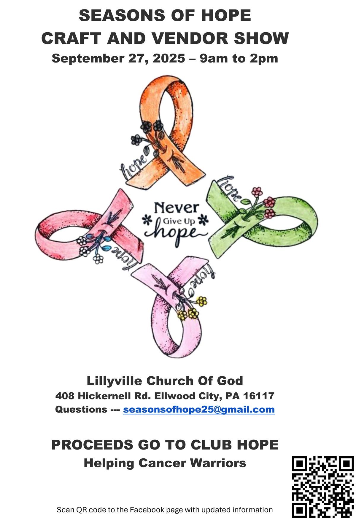 Seasons of Hope Craft & Vendor Show – Ellwood City, PA news